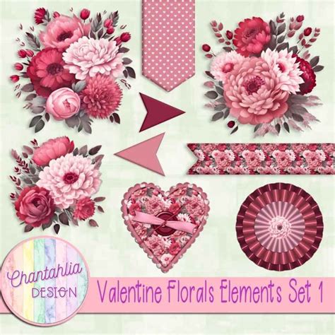 Valentine Florals Elements Set 1