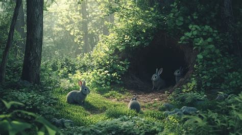 Free Rabbits In Forest Image Rabbits Forest Burrow Download At