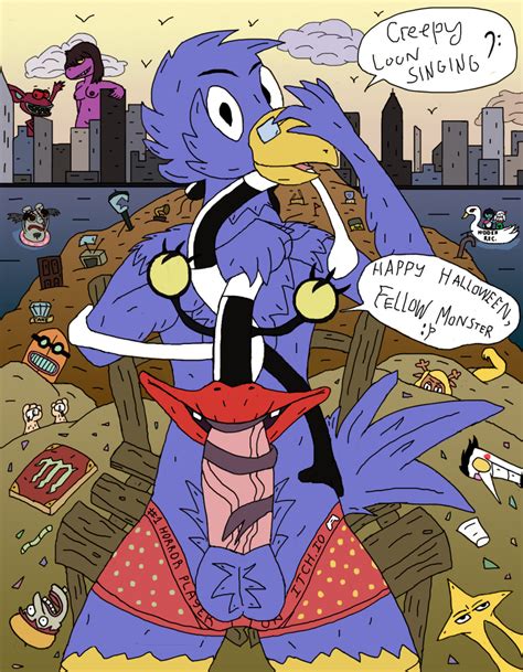 Rule 34 Aaahh Real Monsters Anthro Avian Berdly Bird Bovid Caprine Chair City Cityscape