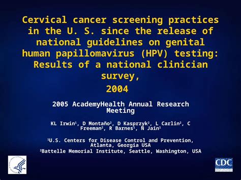 PPT Cervical Cancer Screening Practices In The U S Since The Release Of National Guidelines