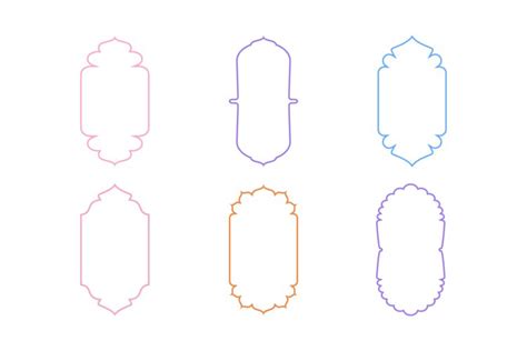 Islamic Vertical Frame Design Thin Line Set 6 10