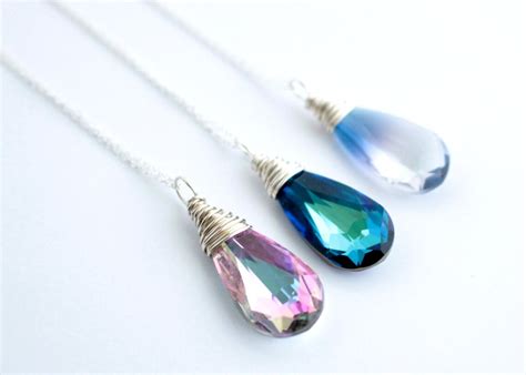 Wire Wrapped Pendant Necklace Swarovski Pendant Necklace Etsy