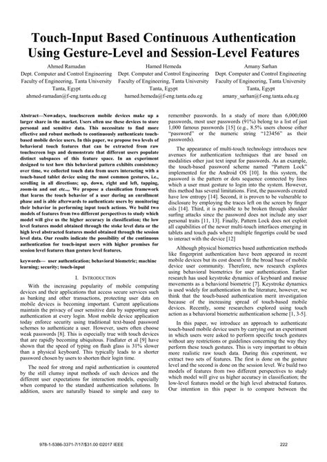 Pdf Touch Input Based Continuous Authentication Using Gesture Level