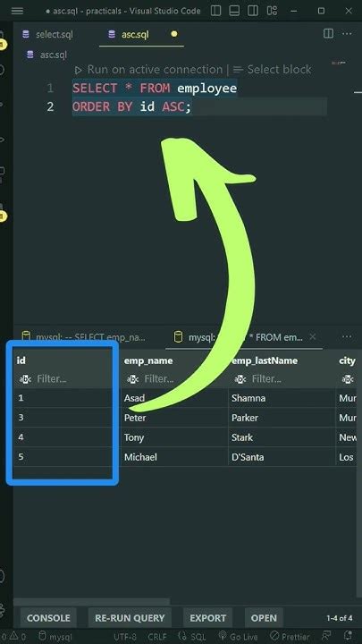Set Rows In Ascending Order In Mysql Shorts Mysql Python Youtube