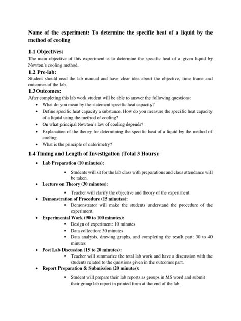 Phy 2 Lab Exp 1 Cooling Method Pdf Heat Experiment