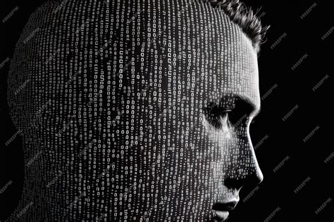 Premium Photo Binary Code Data On A Silhouette Of A Human Head