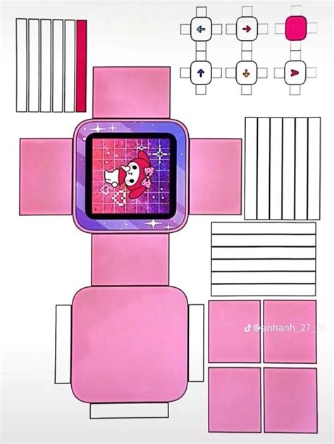Eng 산리오 미니 컴퓨터 피젯토이 만들기 🎁무료 도안공유🎁 종이구관 그리는법 쉬운 만들기 페이퍼 크래프트 미니어쳐 종이인형 옷입히기 Hello Kitty