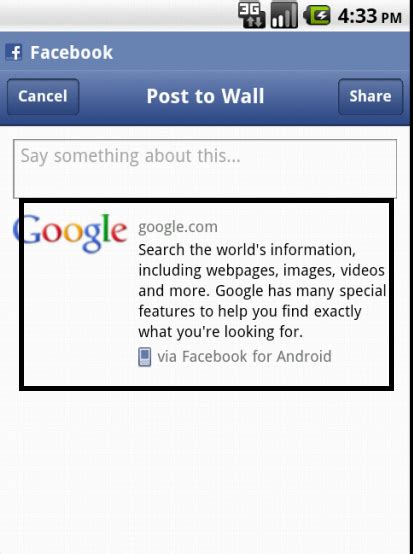 android share text on facebook instead of link stack overflow