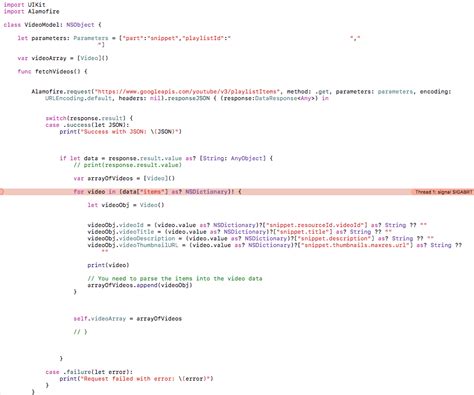 Ios Manipulate Youtube Playlist Api In Tableview Using Alamofire