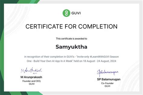 Samyuktha C On Linkedin Learnwithguvi Ai Machinelearning Appdevelopment Handsonlearning Guvi