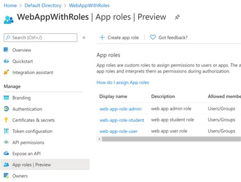 implement app roles authorization with azure ad and asp core