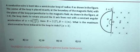 Solved A Conductive Wire Is Bent Into A Semicircular Loop Of Chegg