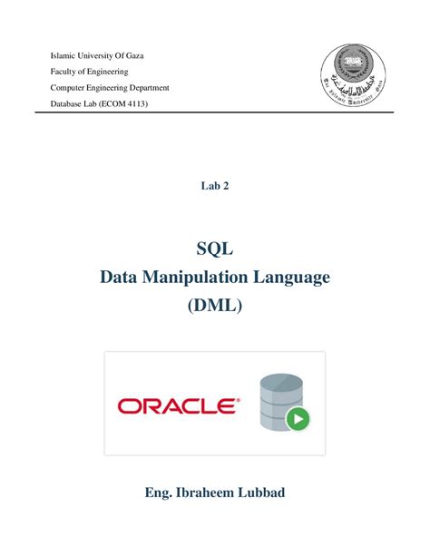Sql Data Manipulation Language Dml Study Notes Engineering Docsity