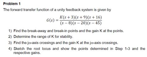 Solved Problem 1 The Forward Transfer Function Of A Unity