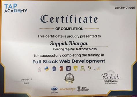 Bhargav Sappidi On Linkedin Fullstackdevelopment Webdevelopment Tapacademy Continuouslearning