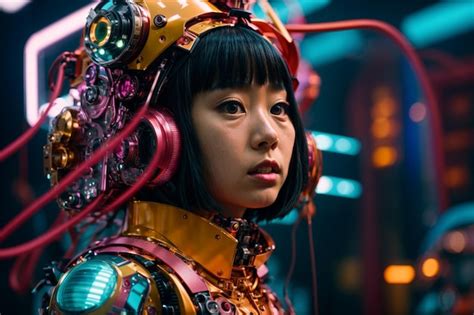 Premium Ai Image Photo Futuristic Robot Girl In Space
