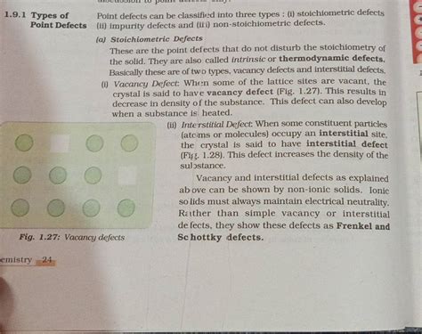 191 Types Of Point Defects Can Be Classifired Into Three Types I St