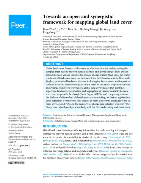 Pdf Towards An Open And Synergistic Framework For Mapping Global Land