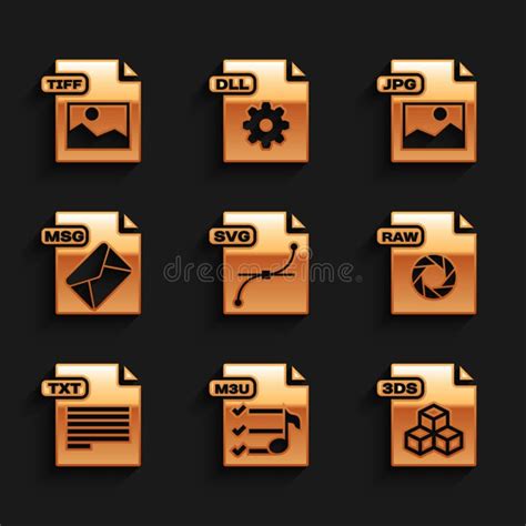 Set Svg File Document M3u 3ds Raw Txt Msg  And Tiff Icon