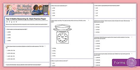 Year 4 Maths Reasoning Gl Style Practice Paper Twinkl