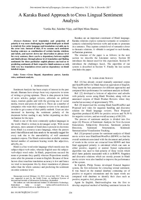 Pdf A Karaka Based Approach To Cross Lingual Sentiment Analysis