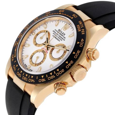 Rolex Daytona Yellow Gold Ceramic Bezel Rubber Strap Watch 116518 At