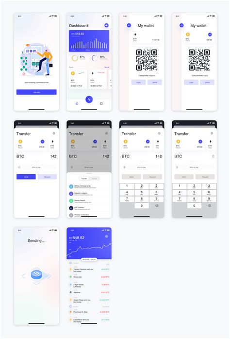 蓝色系简约大气金融数字货币钱包支付app Ui界面设计 Sketch素材 优社uther