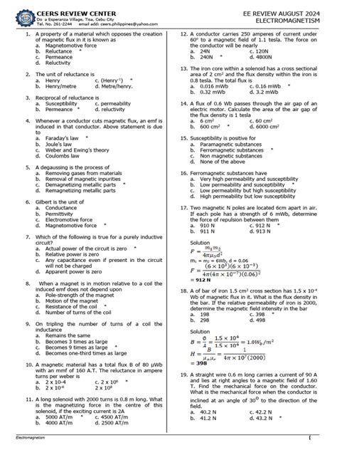 Electromagnetism With Solution Pdf Inductance Inductor