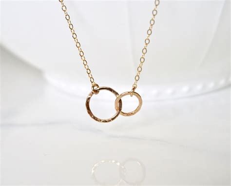Gold Unity Link Necklace Sterling Silver Linked Rings Etsy