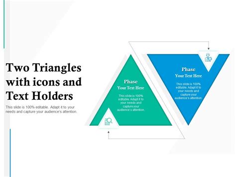 Two Triangles With Icons And Text Holders Ppt Powerpoint Presentation Diagram Lists