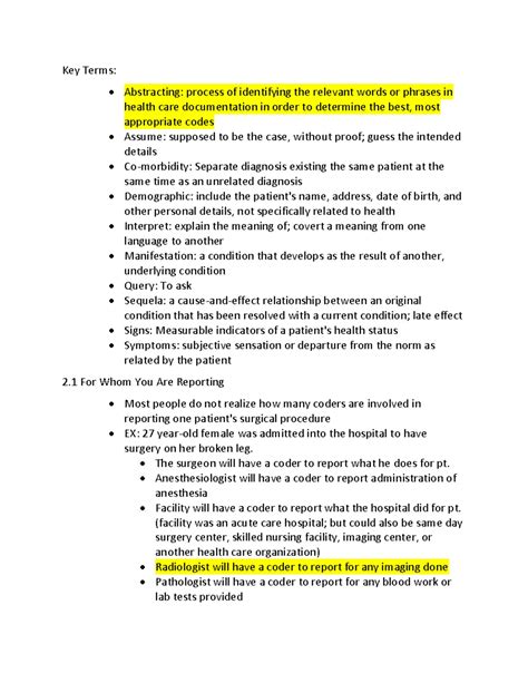 medical coding chapter 1 intro to the languages of coding key terms