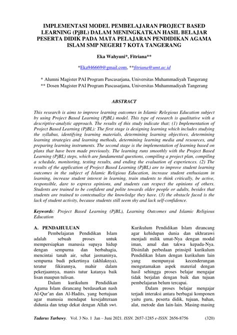 PDF IMPLEMENTASI MODEL PEMBELAJARAN PROJECT BASED LEARNING PjBL DALAM MENINGKATKAN HASIL