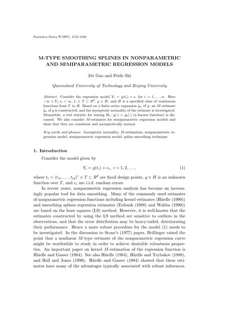 pdf m type smoothing spline in nonparametric and semiparametric