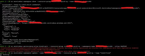 service bus stuck in update loop after enabling geo replication