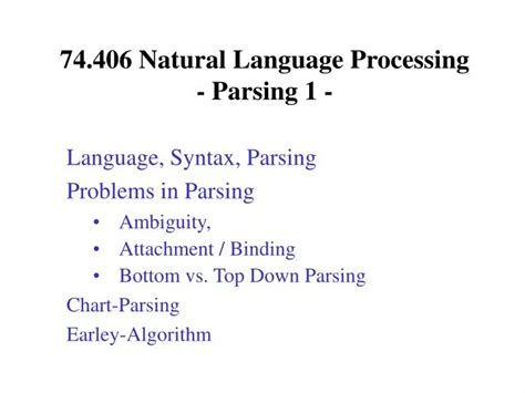PPT 74 406 Natural Language Processing Parsing 1 PowerPoint