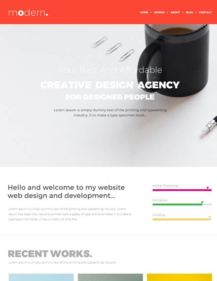 free clean psd website template