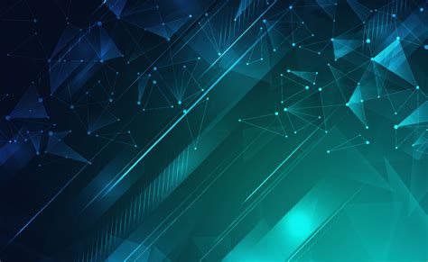 Digital Technology Banner Blue Green Background Concept Cyber Polygonal Technology Abstract