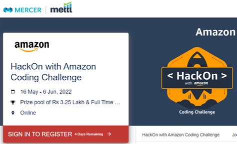 Amazon Hackon With Amazon Coding Challenge 2022 For 202120202019