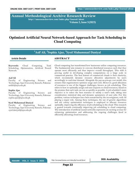 Pdf Optimized Artificial Neural Network Based Approach For Task Scheduling In Cloud Computing