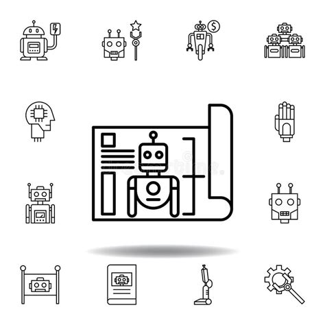 Robotics Blueprint Outline Icon Set Of Robotics Illustration Icons