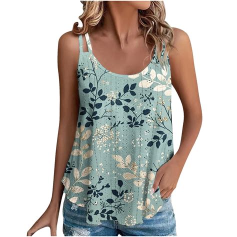 Ga Weihua Plum Blossom Tank Tops For Women Sleeveless Square Neck Camisoles Eyelet Embroidery