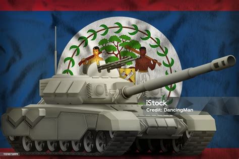 벨리즈 국기 배경에 무거운 탱크입니다 3d 일러스트레이션 교통수단에 대한 스톡 사진 및 기타 이미지 교통수단 군사 기 Istock