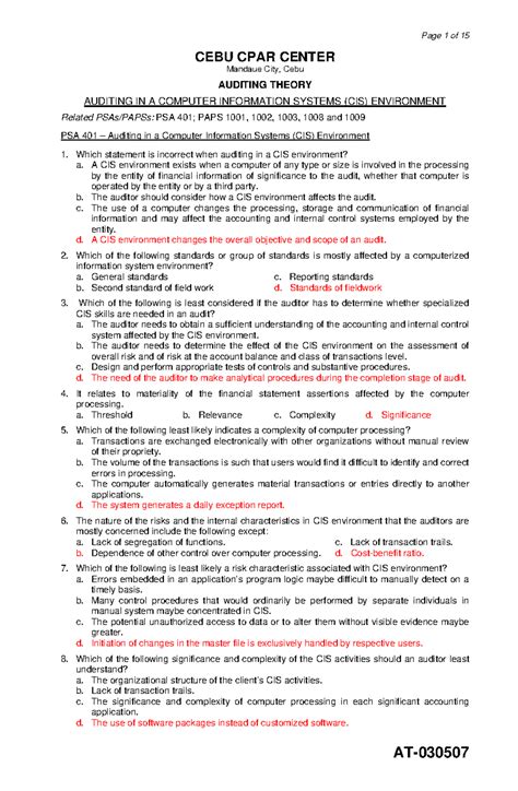 Pdfcoffee Auditing In A Cis Environment Understanding The Cis Environment And Auditing Cebu