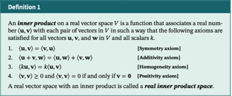 6 1 inner product spaces flashcards quizlet