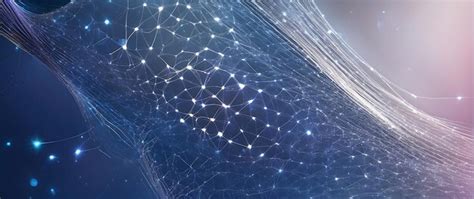 abstract blue background with interweaving of colored dots and lines