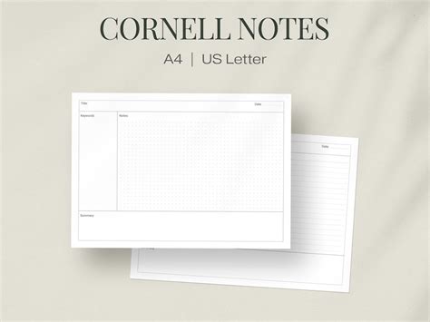 Cornell Notes Printable Landscape Cornel Method Babe Note Taking College Rule Writing Paper