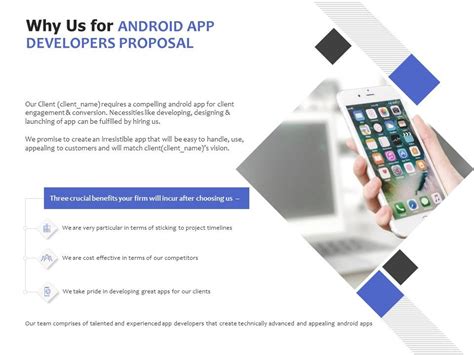 Why Us For Android App Developers Proposal Ppt PowerPoint Presentation Icon Clipart
