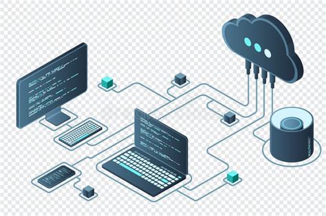 Cloud Technology Computing Concept Modern Cloud Technology Data Center Isometric Concept Stock