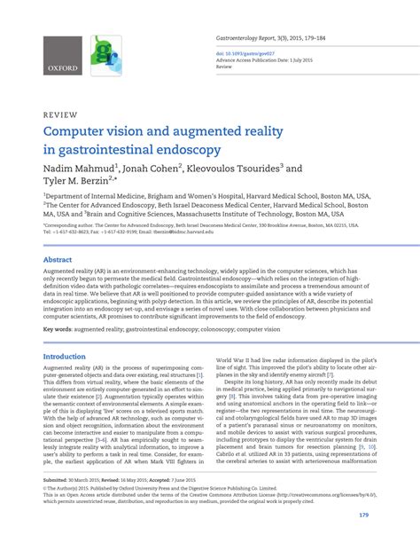 Pdf Computer Vision And Augmented Reality In Gastrointestinal Endoscopy