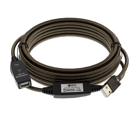 Удлинитель активный Usb 2 0 Am Af Gold с 2 мя усилителями сигнала